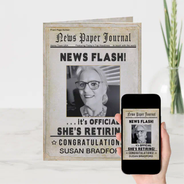 Congratulations on Retirement Newspaper For Her Card | Zazzle