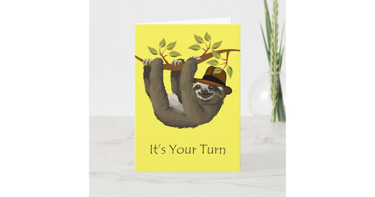 Congratulations on Retirement, Sloth with Hat Card | Zazzle.com