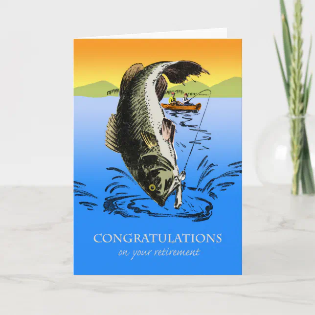 Congratulations on Retirement, Vintage Fishing Card | Zazzle