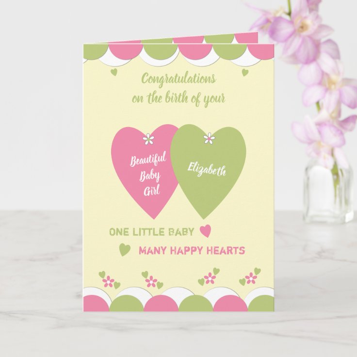 Congratulations on the birth of your baby girl card | Zazzle