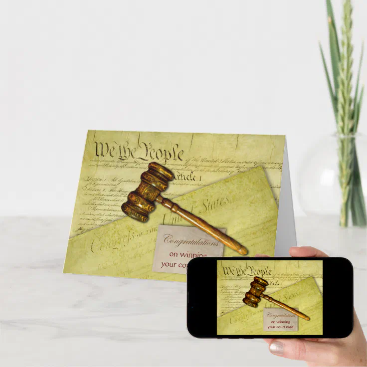 Congratulations on Winning Court Case Gavel Card | Zazzle
