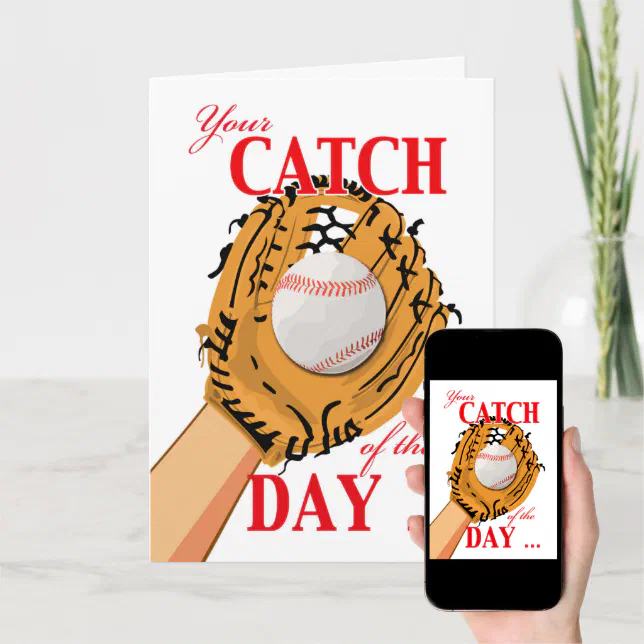 Congratulations on Your Catch of the Day, Baseball Card | Zazzle