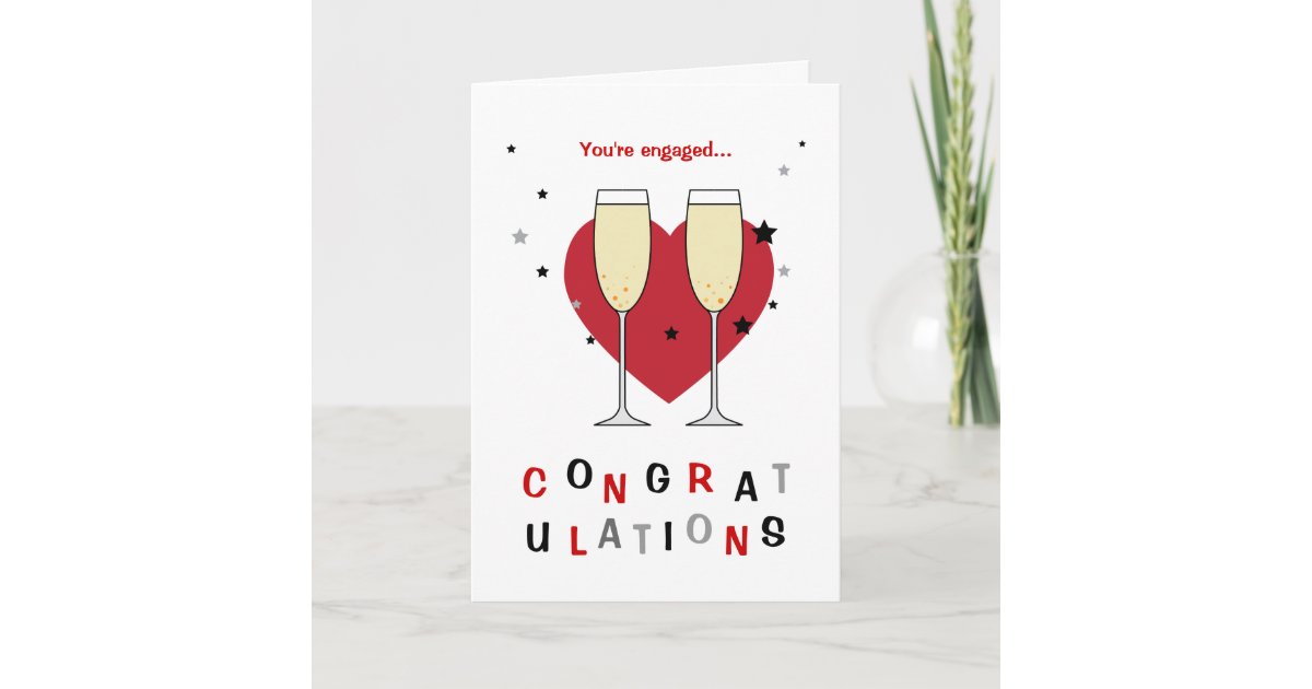 Congratulations on your engagement toast glasses card | Zazzle