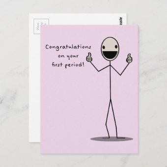 Congratulations On Your First Period Postcard | Zazzle