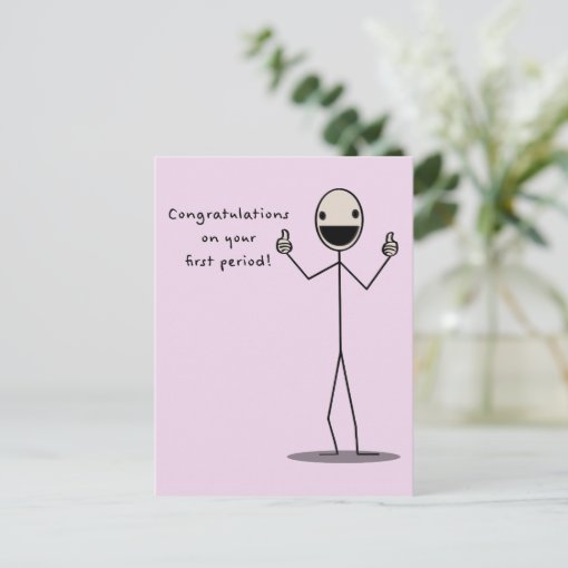 Congratulations On Your First Period Postcard | Zazzle