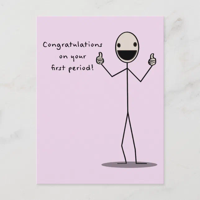 Congratulations On Your First Period Postcard | Zazzle