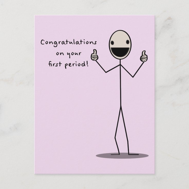 Congratulations On Your First Period Postcard | Zazzle