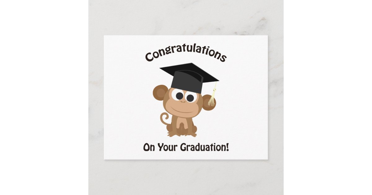 congratulations on your graduation monkey postcard | Zazzle