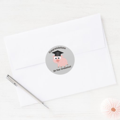 Congratulations on Your Graduation! Pig Classic Round Sticker | Zazzle