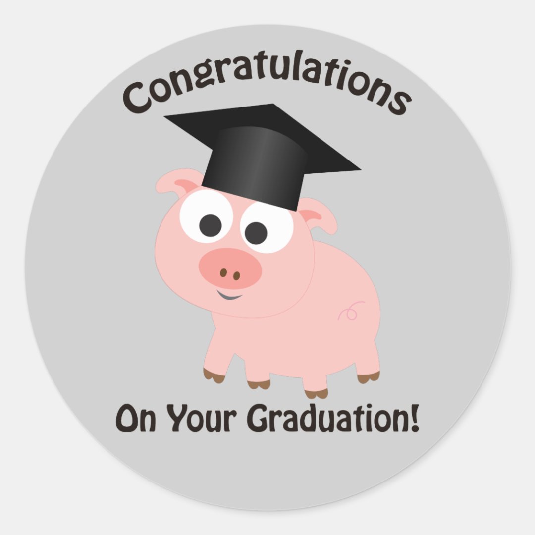 Congratulations on Your Graduation! Pig Classic Round Sticker | Zazzle