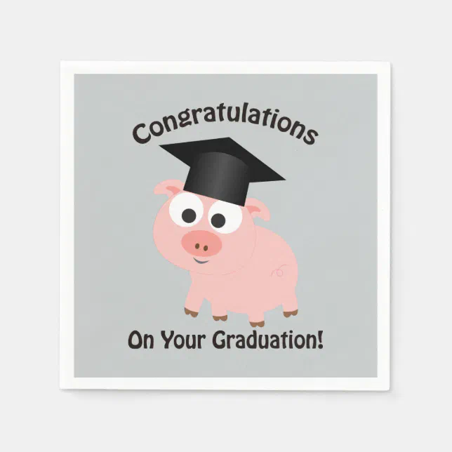 Congratulations on Your Graduation! Pig Paper Napkins | Zazzle