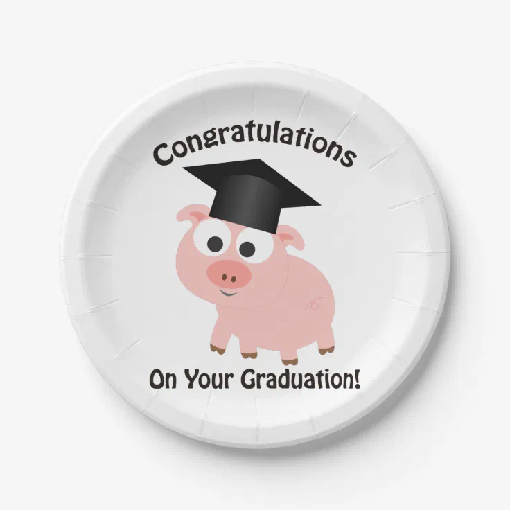 Congratulations on Your Graduation! Pig Paper Plates | Zazzle