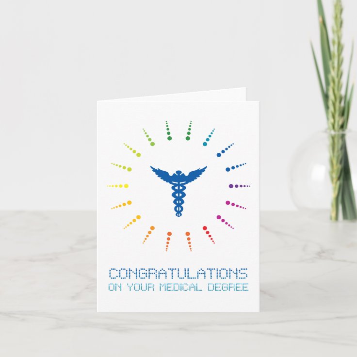 congratulations on your medical degree : rainbow card | Zazzle