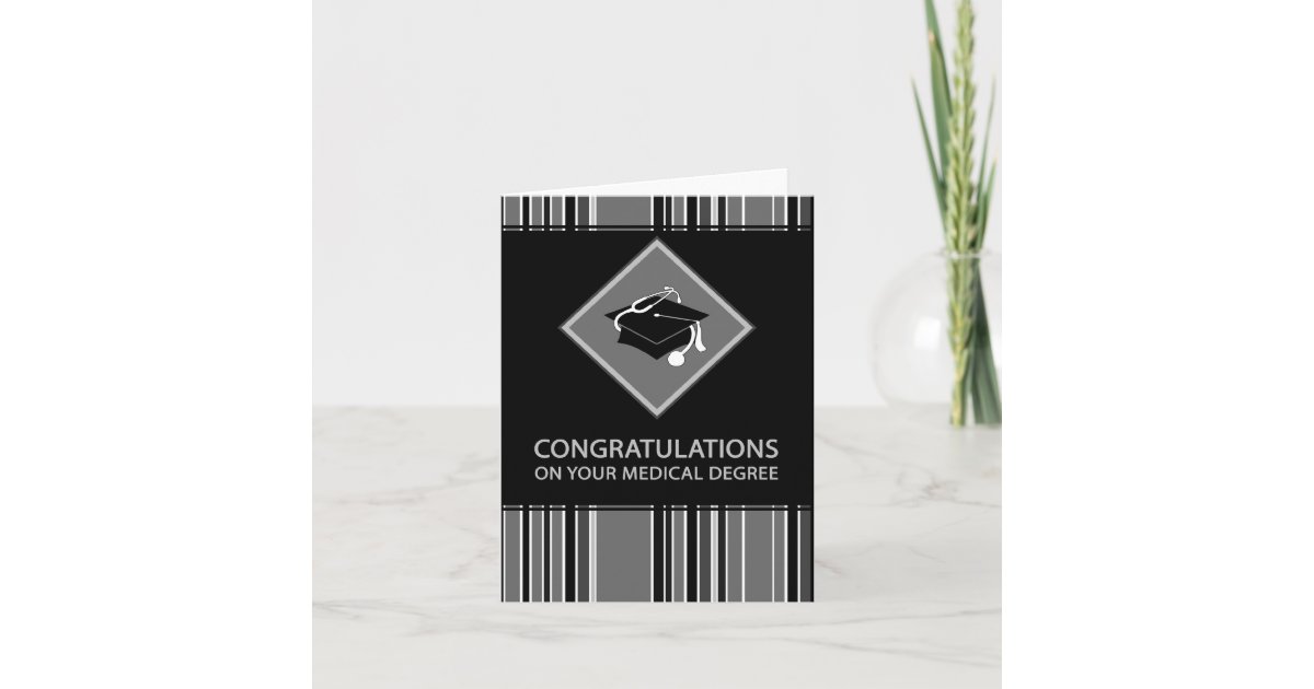 congratulations on your medical degree : striped card | Zazzle.com