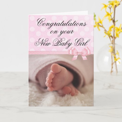 Congratulations on your New Baby Girl Pink Card | Zazzle