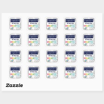 congratulations on your new job square sticker | Zazzle