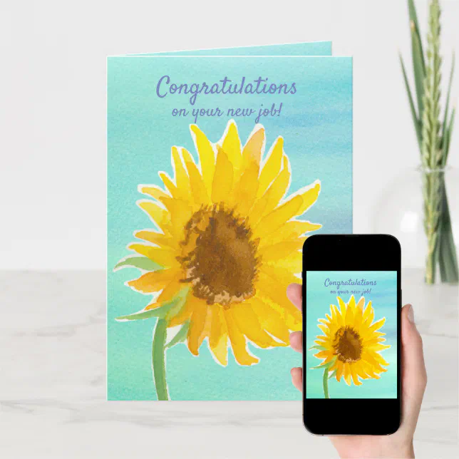 Congratulations On Your New Job Sunflower Card | Zazzle