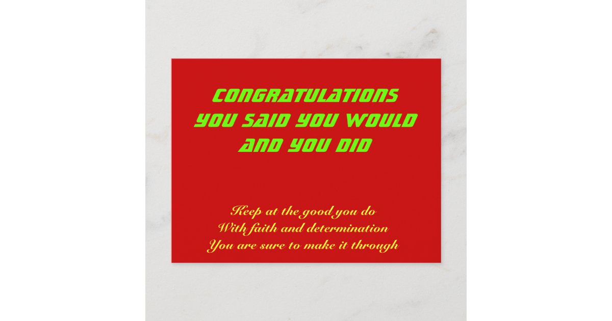Congratulations on your success postcard | Zazzle