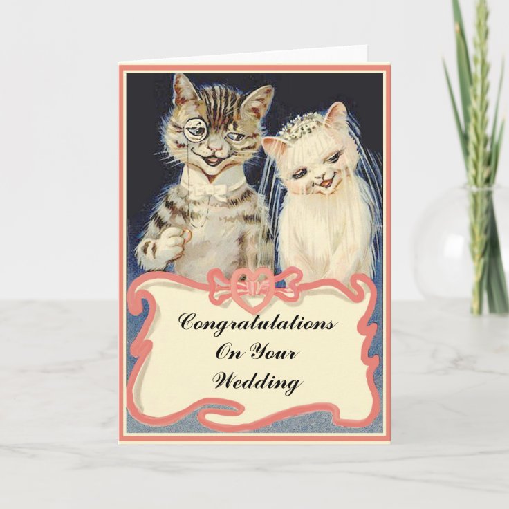 Congratulations On Your Wedding Vintage Cats Card | Zazzle