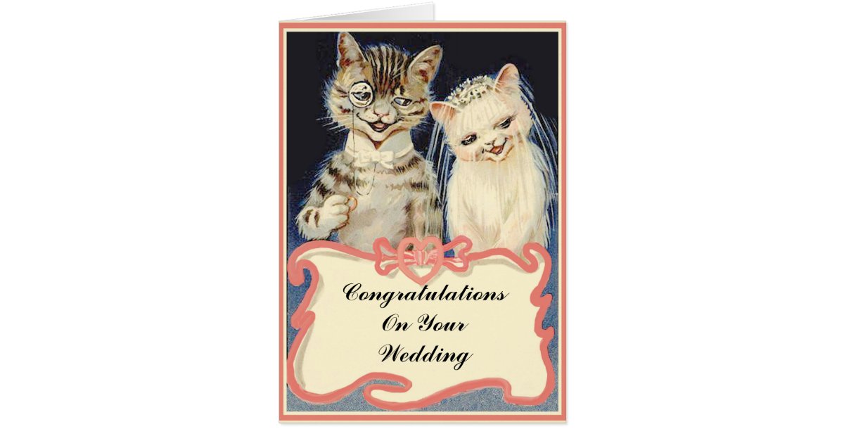 Congratulations On Your Wedding Vintage Cats Card | Zazzle.com