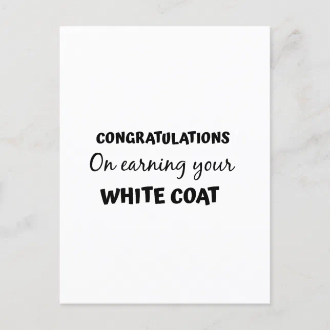congratulations on your white coat graduation postcard | Zazzle