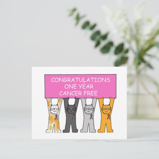 Congratulations One Year Cancer Free Postcard | Zazzle