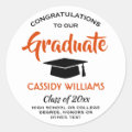 Congratulations Orange Black and White Graduation Classic Round Sticker ...