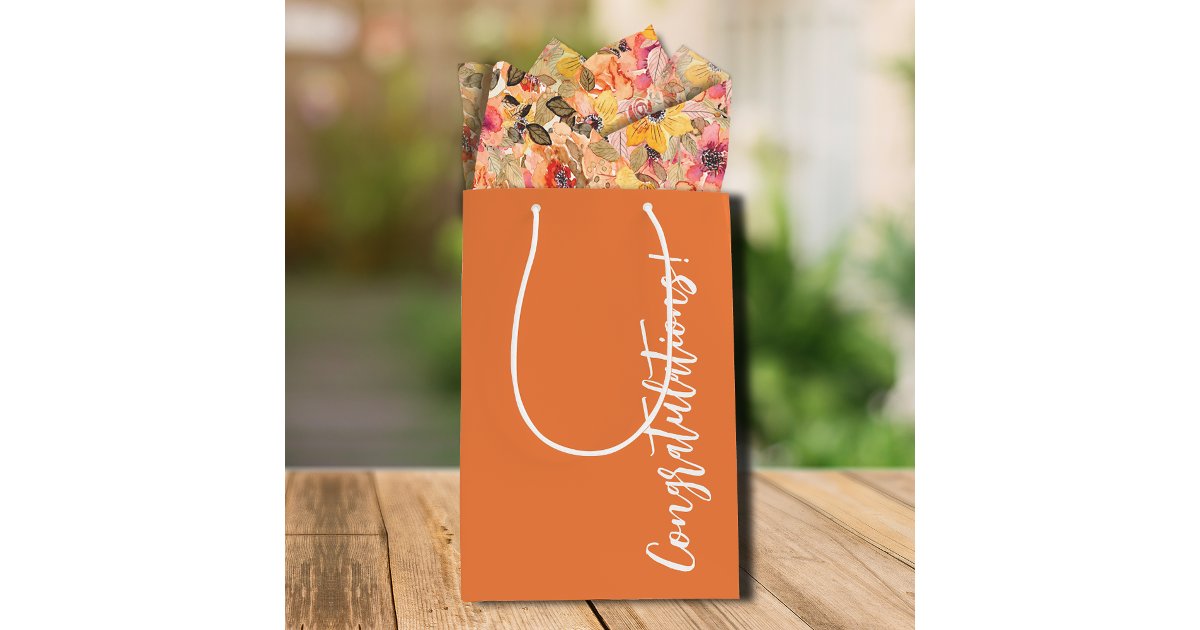 Congratulations Orange Medium Gift Bag | Zazzle