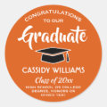 Congratulations Orange, White and Black Graduation Classic Round ...