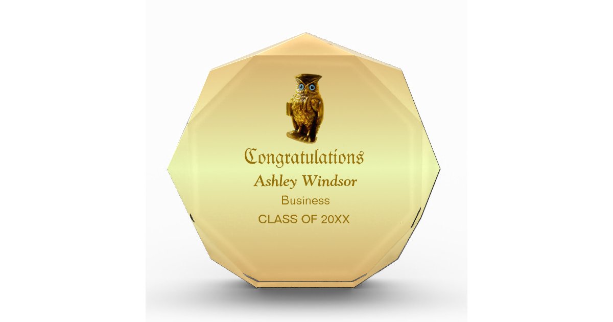 Congratulations Owl Graduation on Acrylic Award | Zazzle