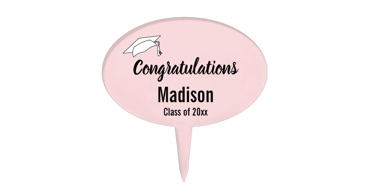 Congratulations Pale Pink Graduation Cake Topper | Zazzle