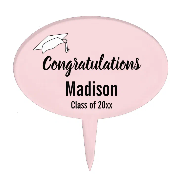 Congratulations Pale Pink Graduation Cake Topper | Zazzle