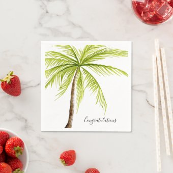 Congratulations Palm Tree Custom Island Beach Napkins | Zazzle