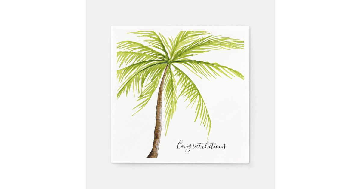Congratulations Palm Tree Custom Island Beach Napkins | Zazzle