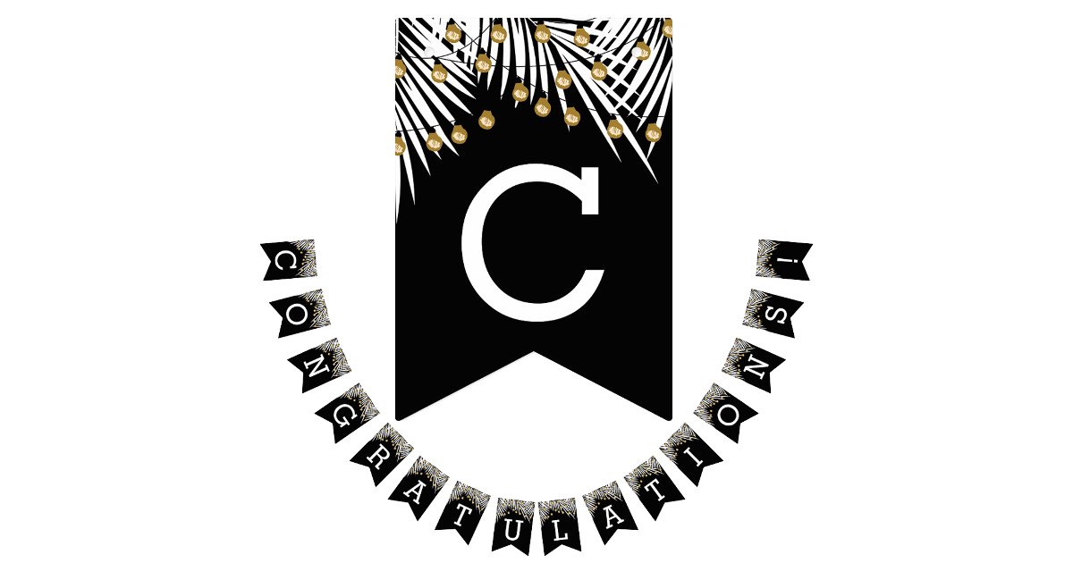 Congratulations Palms Black Gold Bunting Flags | Zazzle