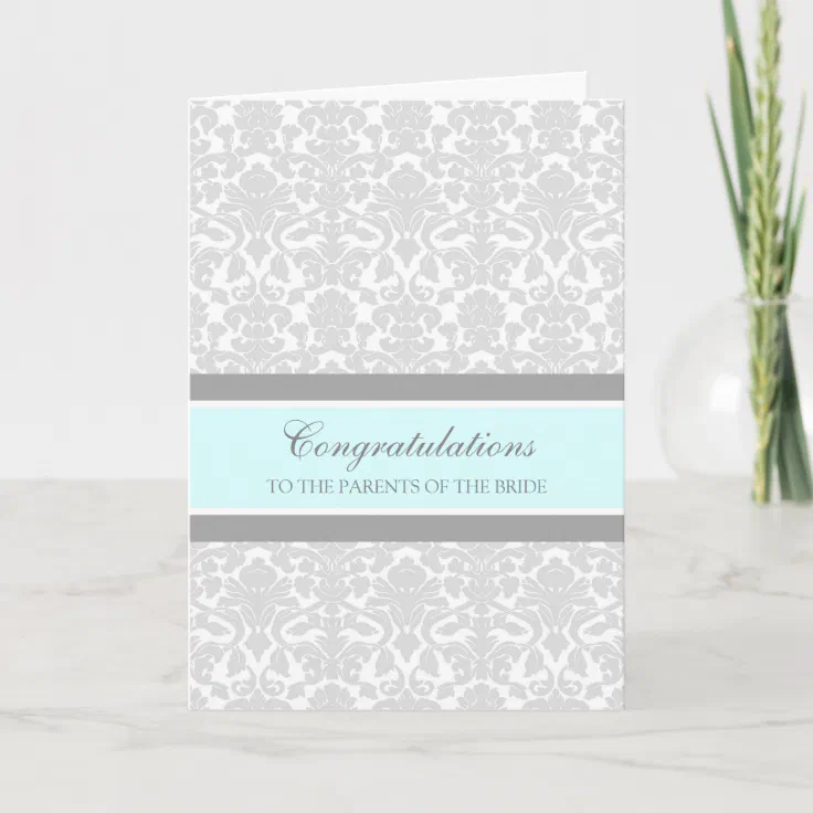 Congratulations Parents of the Bride Blue Gray Card | Zazzle