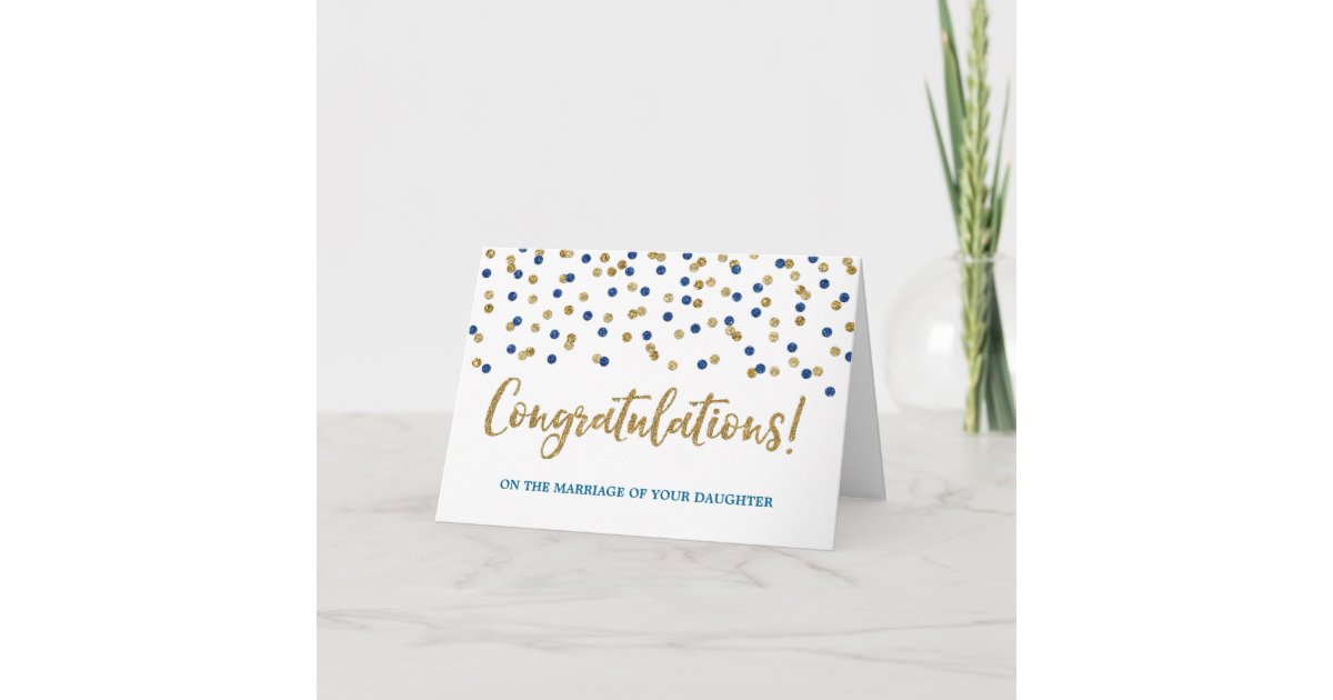 Congratulations Parents of the Bride Gold Blue Card | Zazzle