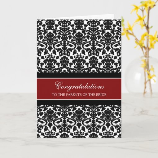 Congratulations Parents of the Bride Red Black Card | Zazzle