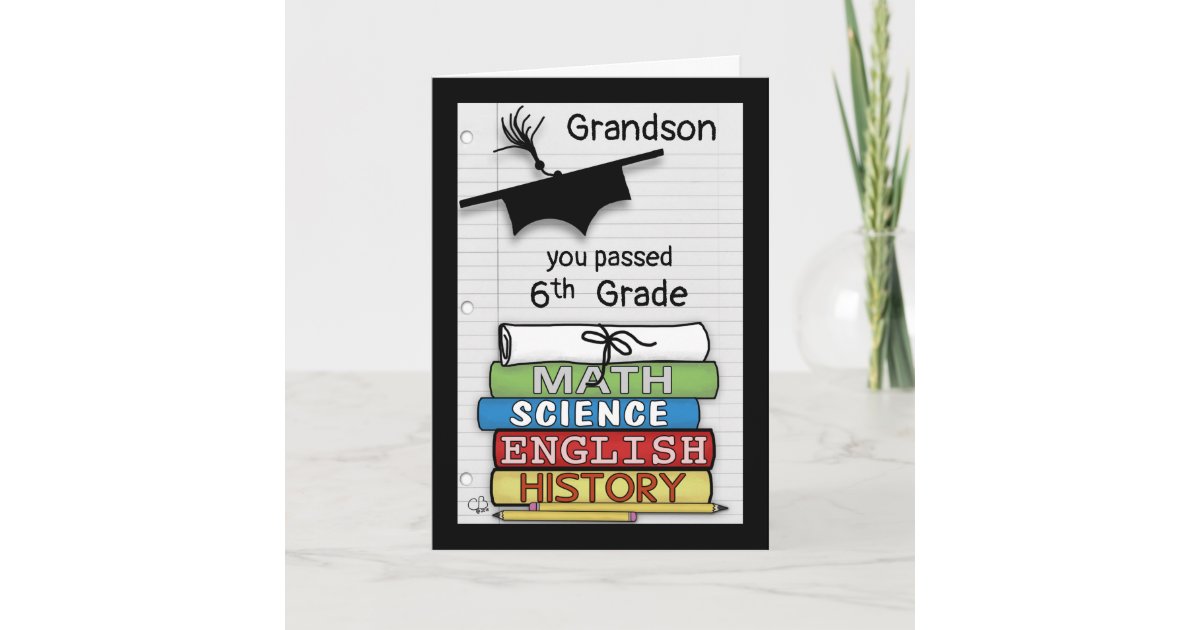Congratulations Passing 6th Grade, Books Card | Zazzle