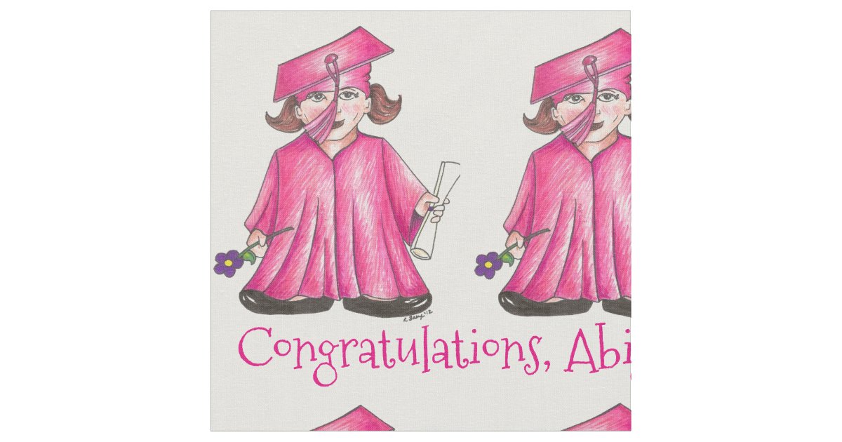 Congratulations Personalized Graduation Cap Gown Fabric | Zazzle