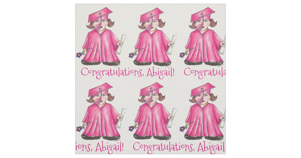 Congratulations Personalized Graduation Cap Gown Fabric | Zazzle
