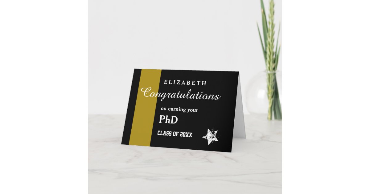CONGRATULATIONS PHD Degree Gold Stripe A0Ag Card | Zazzle