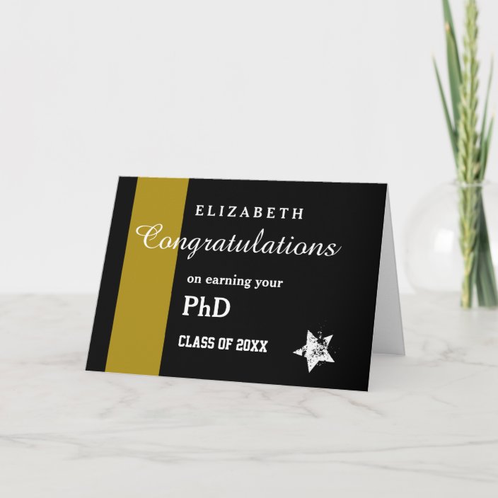 CONGRATULATIONS PHD Degree Gold Stripe A0Ag Card | Zazzle.com