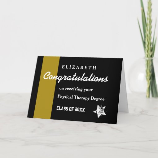 CONGRATULATIONS Physical Therapy Gold Stripe Card | Zazzle