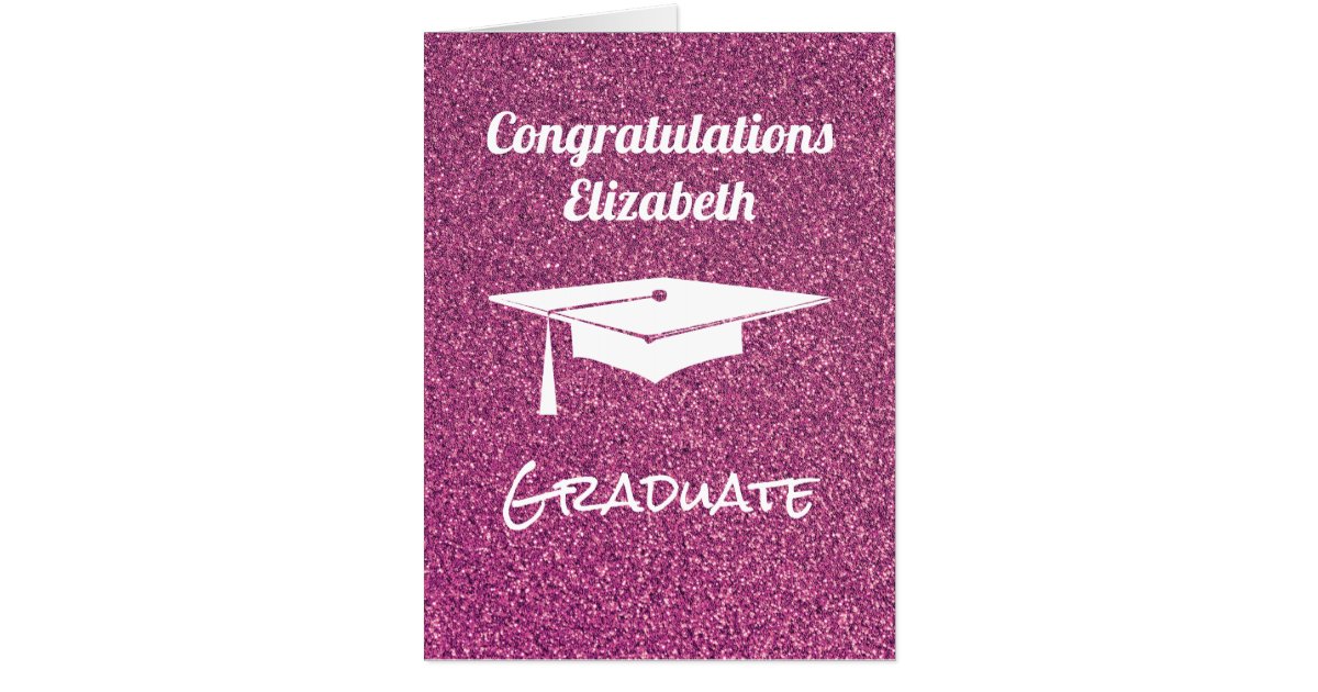 Congratulations Pink Glitter Monogram Graduation Card | Zazzle