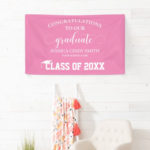 Congratulations Pink Graduate Graduation Party Banner | Zazzle