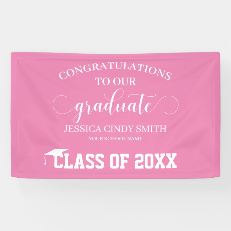 Congratulations Pink Graduate Graduation Party Banner | Zazzle