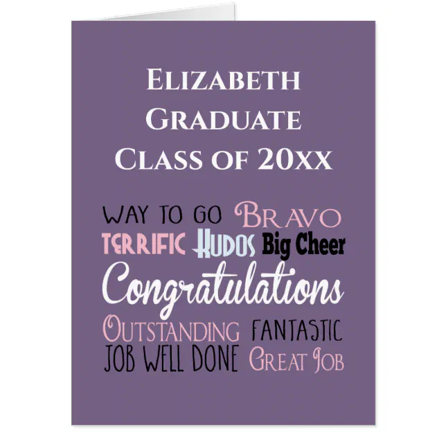 Congratulations Pink Purple Graduation Card | Zazzle