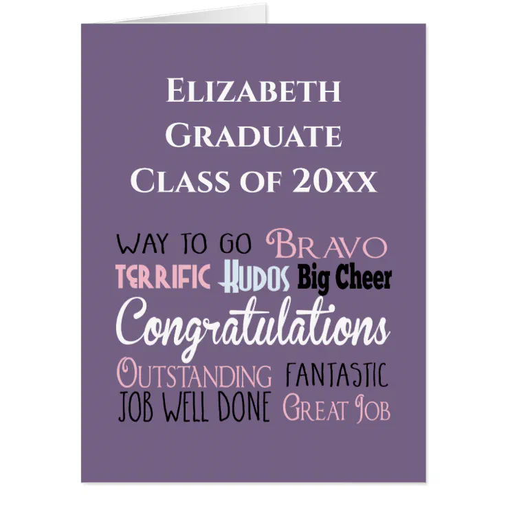 Congratulations Pink Purple Graduation Card | Zazzle