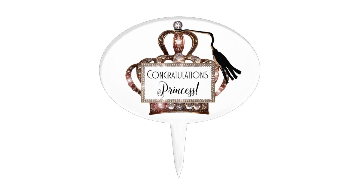 "Congratulations!" PRINCESS Graduation Cake Pick | Zazzle
